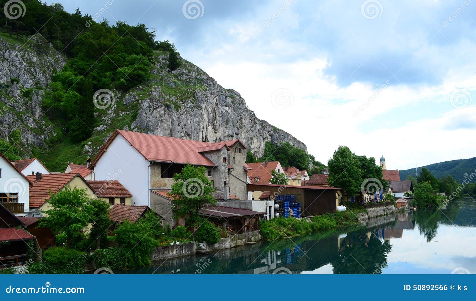 Bayern town on the river stock photo. Image of mountains - 50892566