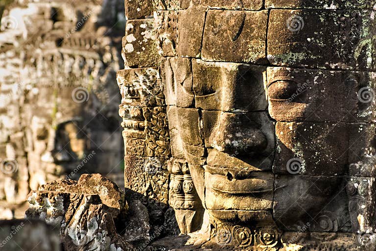 Bayon Faces. stock photo. Image of building, buddhism - 4344468