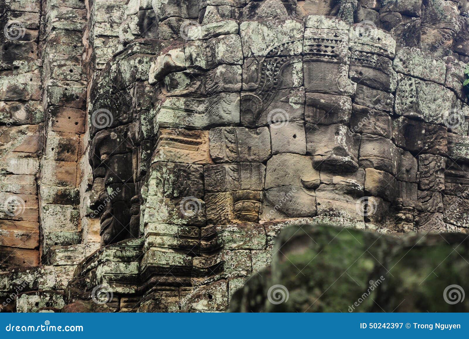 Bayon Faces At The Bayon, Prasat Bayon Richly Decorated Khmer Temple ...