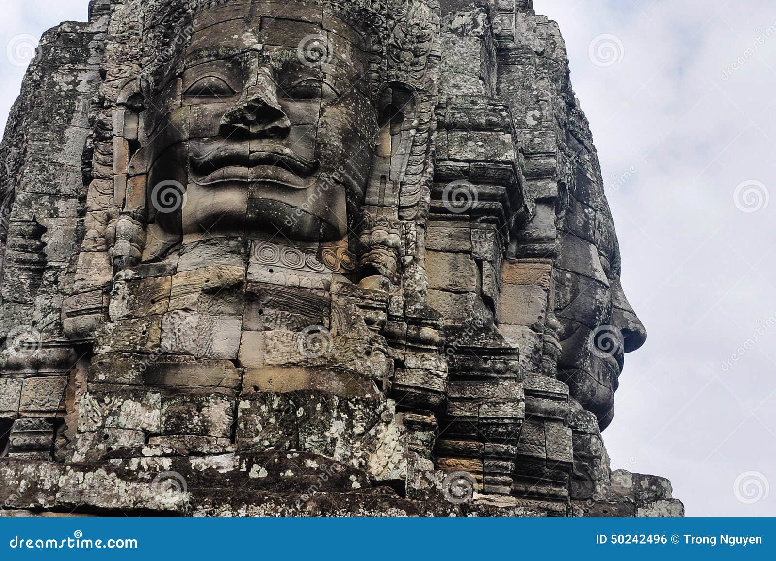 Bayon Faces in Angkor Thom Siem Reap Stock Photo - Image of history ...