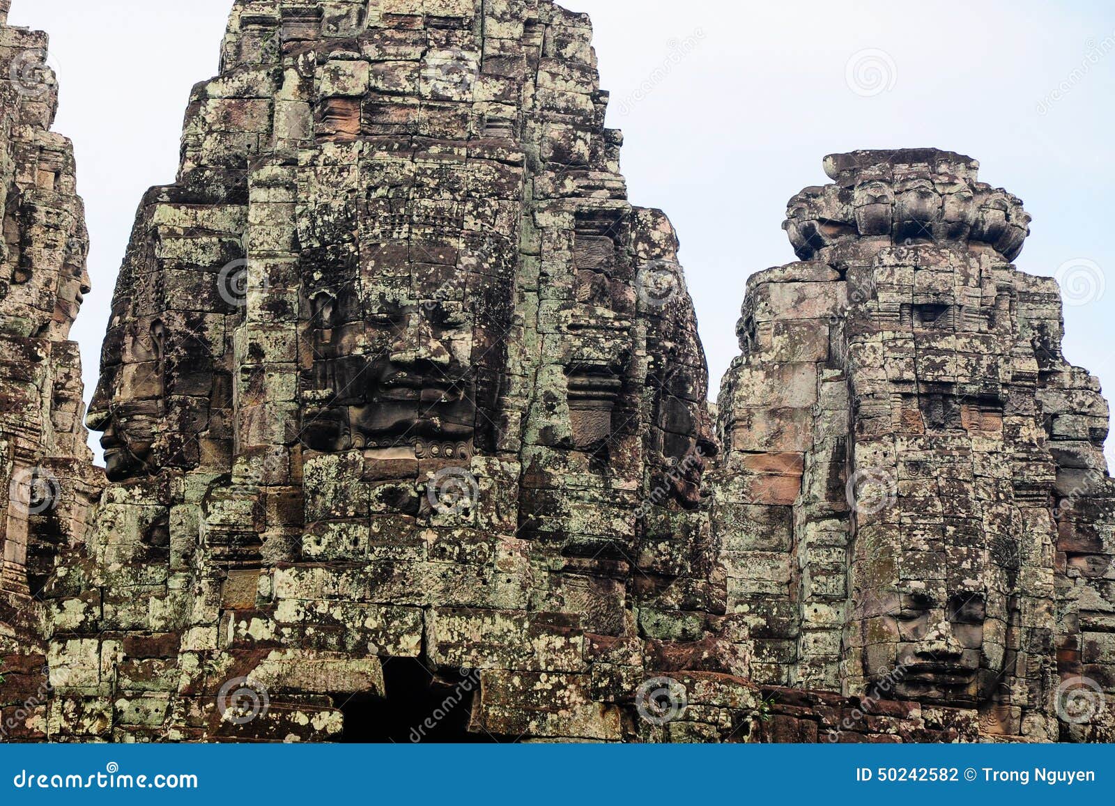 Bayon Faces At The Bayon, Prasat Bayon Richly Decorated Khmer Temple ...