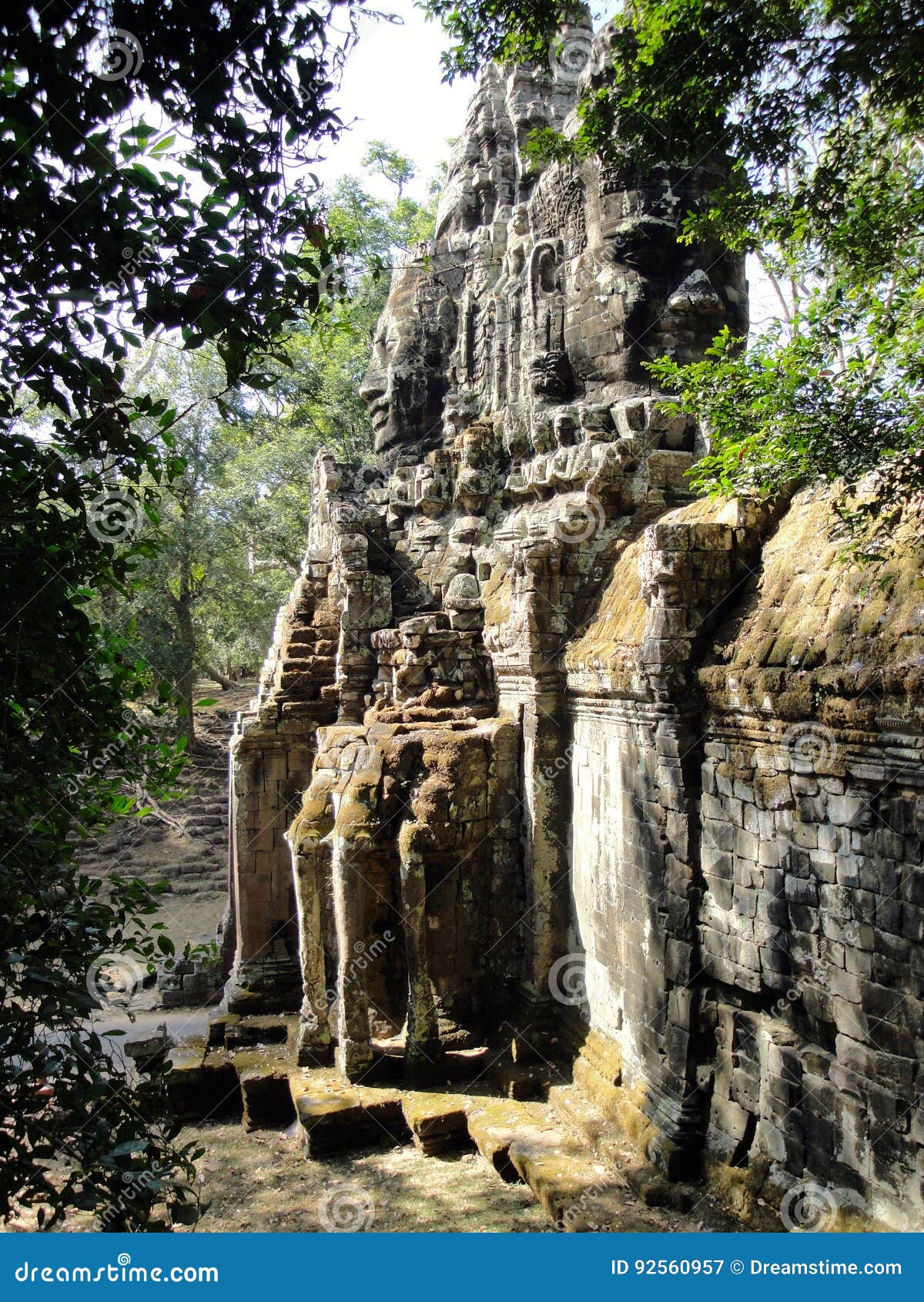 Bayon Gate at Angkor stock image. Image of bayon, siem - 92560957