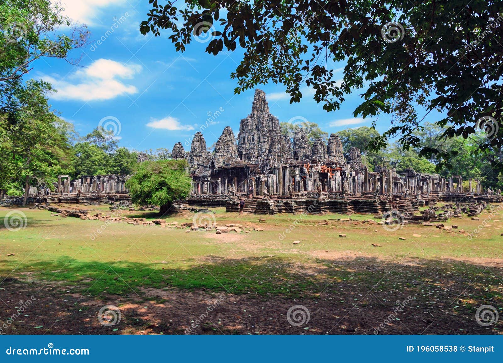 Bayon Temple in Angkor Wat, Siem Reap Stock Photo - Image of landmark ...