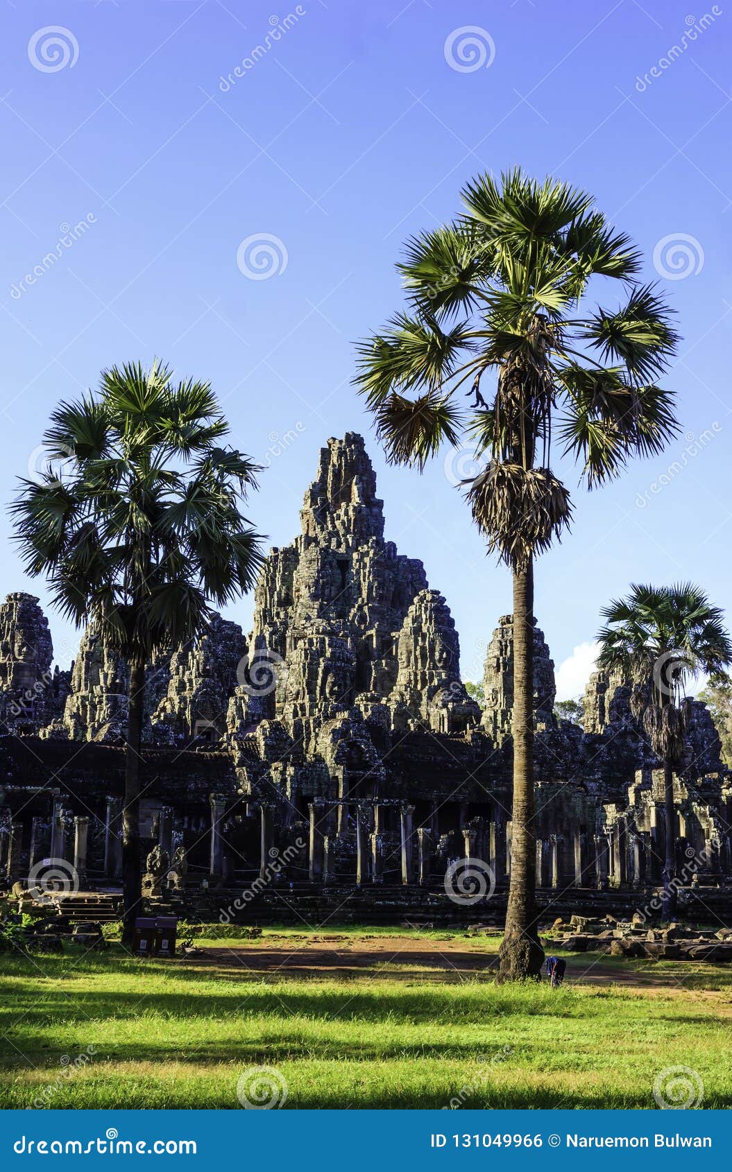 Bayon temple with tree stock photo. Image of tree, reap - 131049966