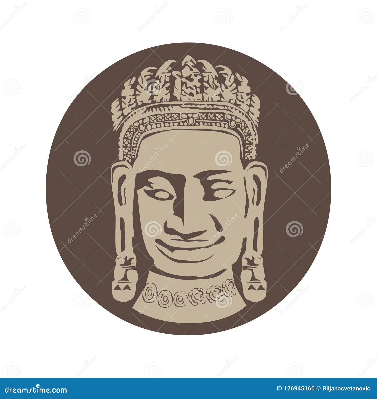 Bayon, Vreedzame Boedha vector illustratie. Illustration of achtergrond ...