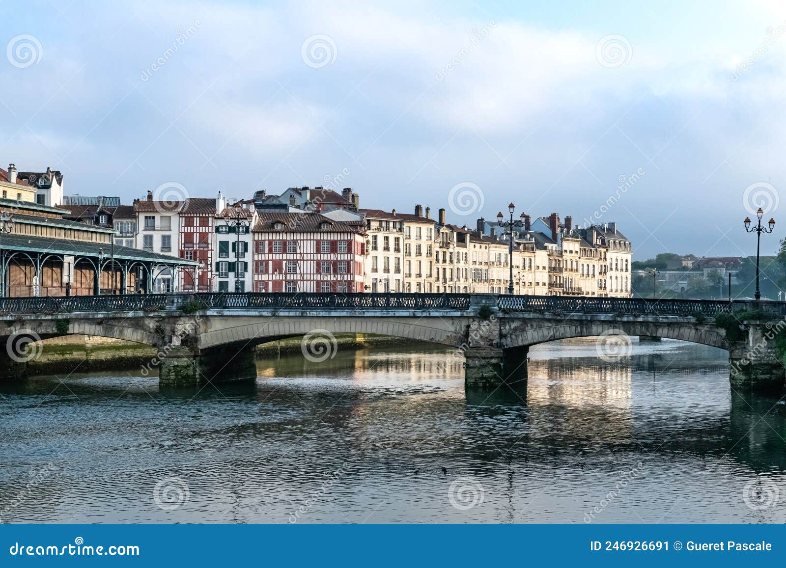 Bayonne in the Pays Basque, Bridge on the River Stock Image - Image of ...