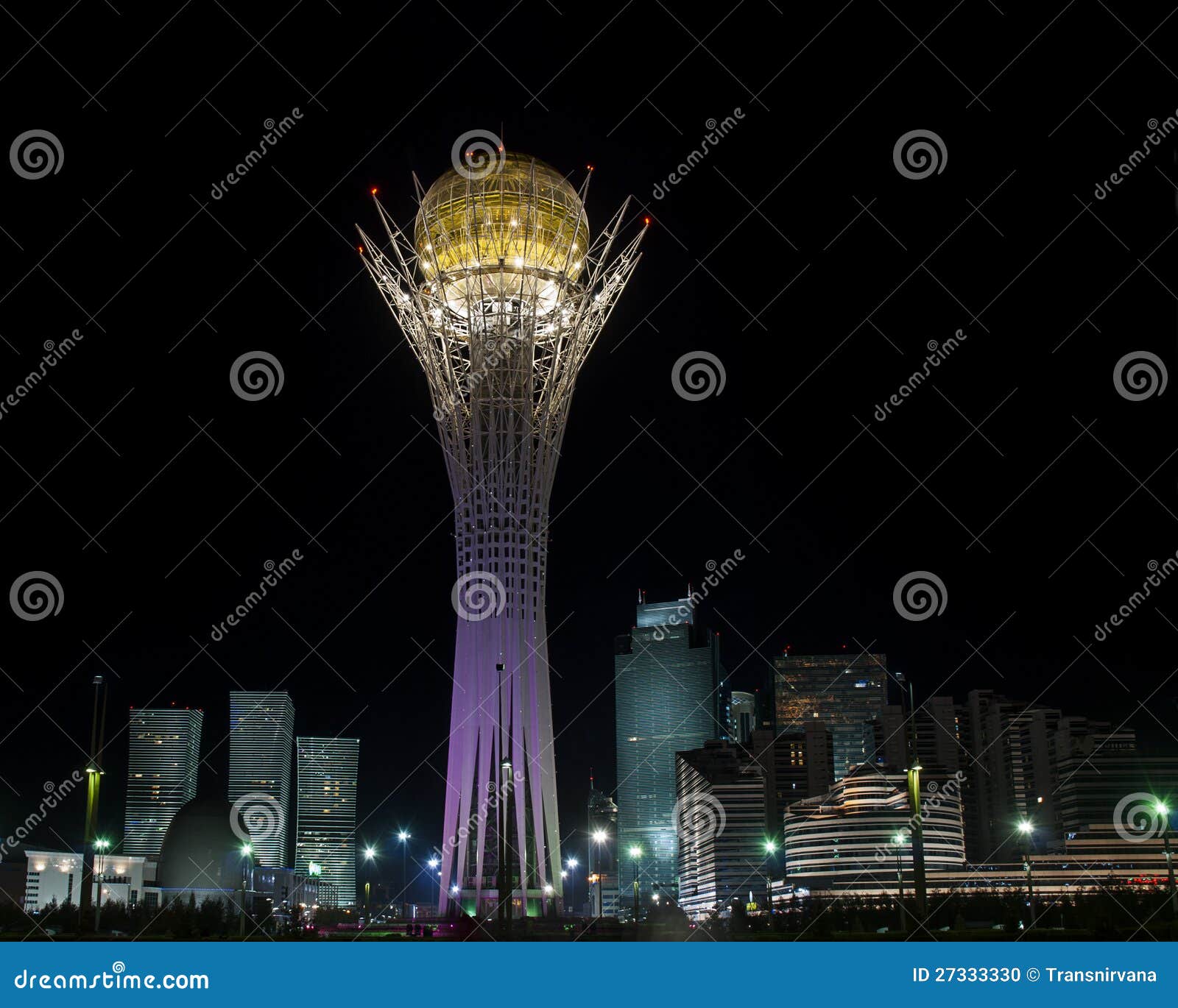 Bayterek at Night stock photo. Image of capital, asian - 27333330