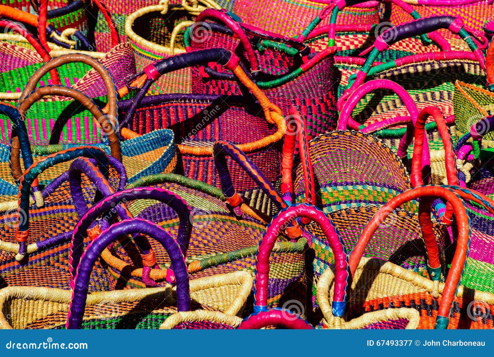A Bazaar of Colored Baskets Stock Image - Image of beauty, rainbow ...