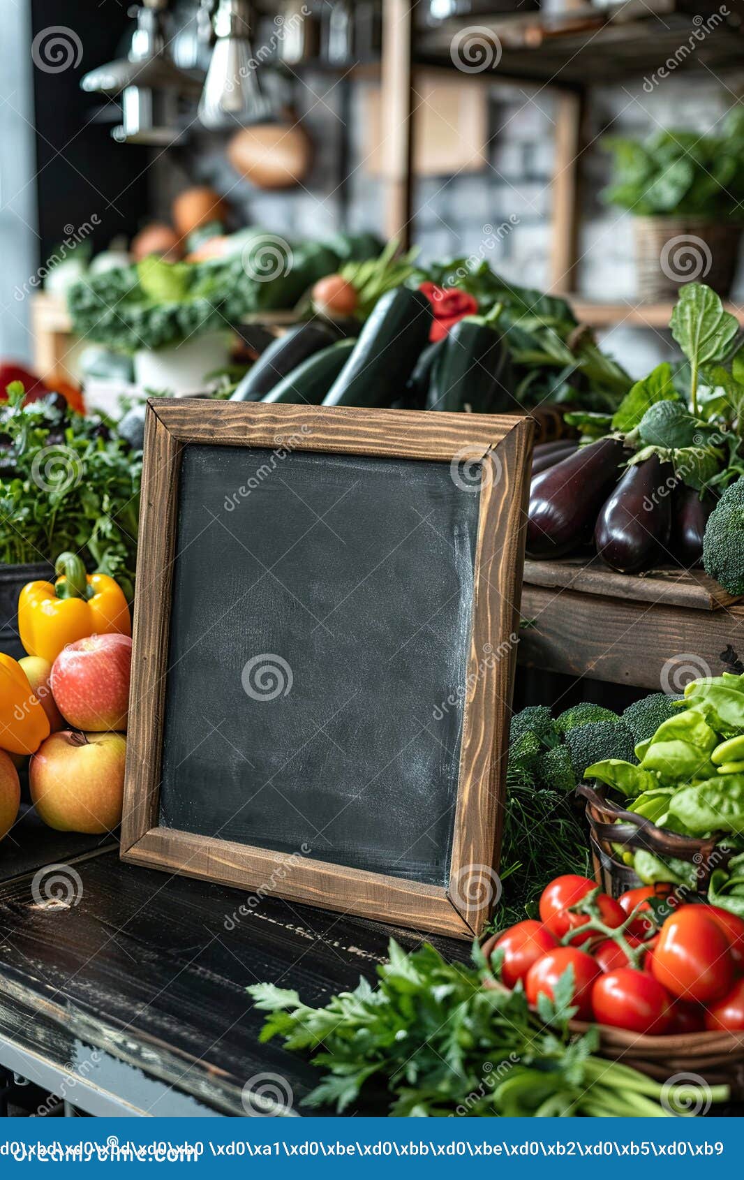 Bazaar Vegetables Green Sign for Text on the Counter Stock Image ...