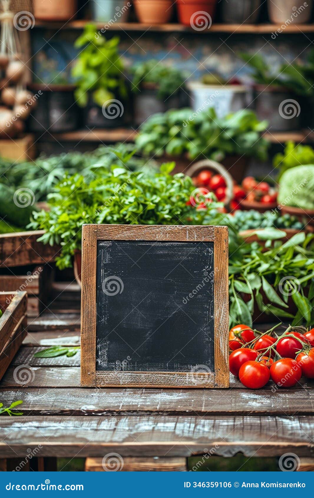 Bazaar Vegetables Green Sign for Text on the Counter Stock Photo ...
