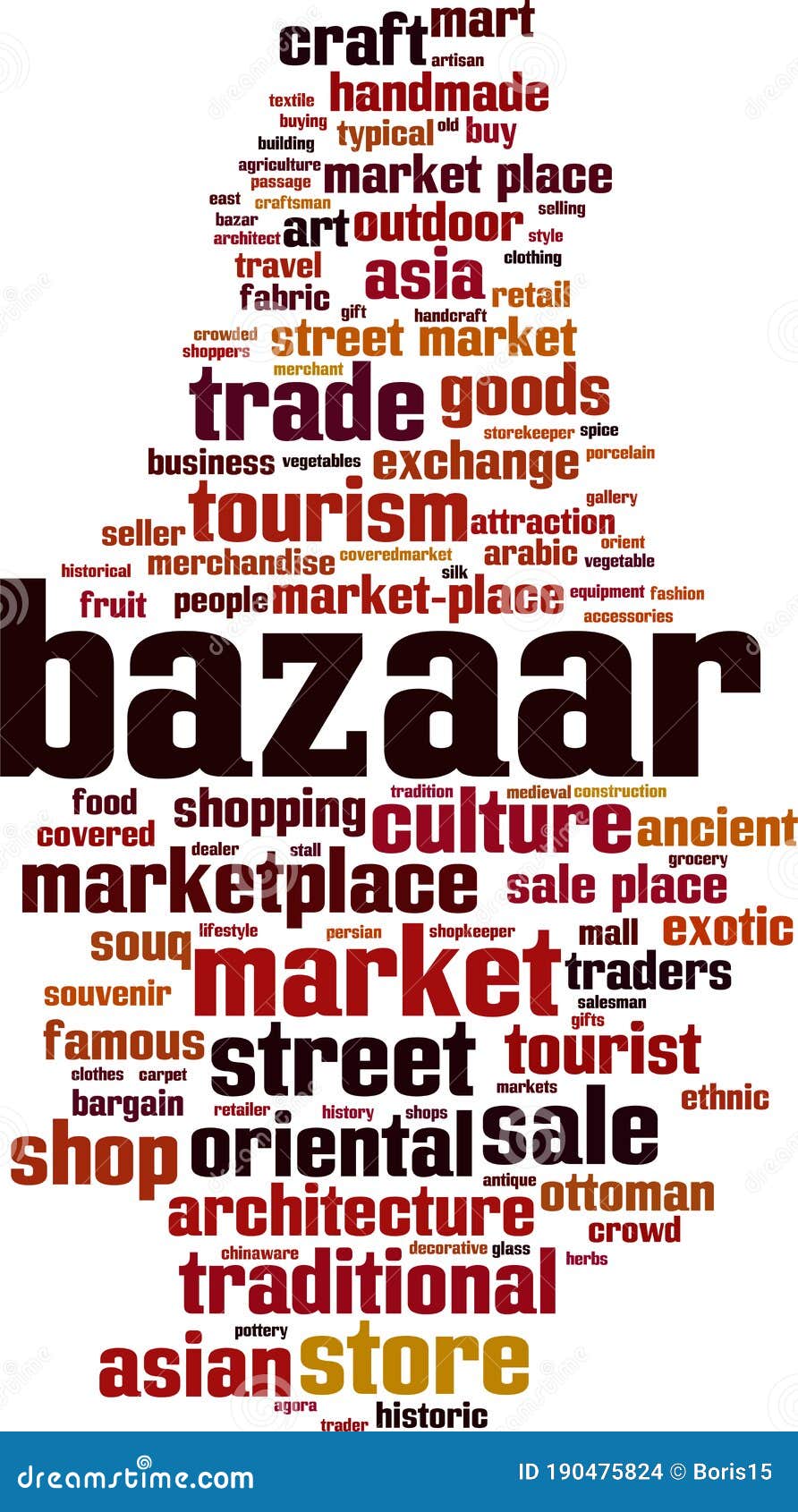 Bazaar word cloud stock vector. Illustration of stall - 190475824