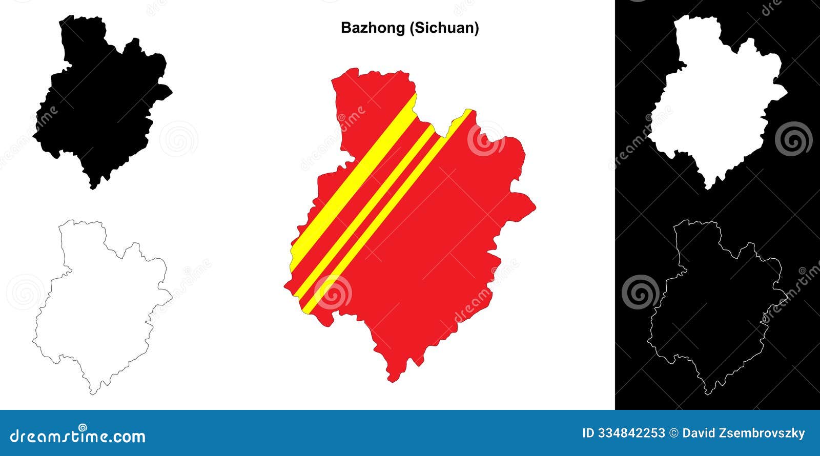 Bazhong outline map stock illustration. Illustration of detailed ...