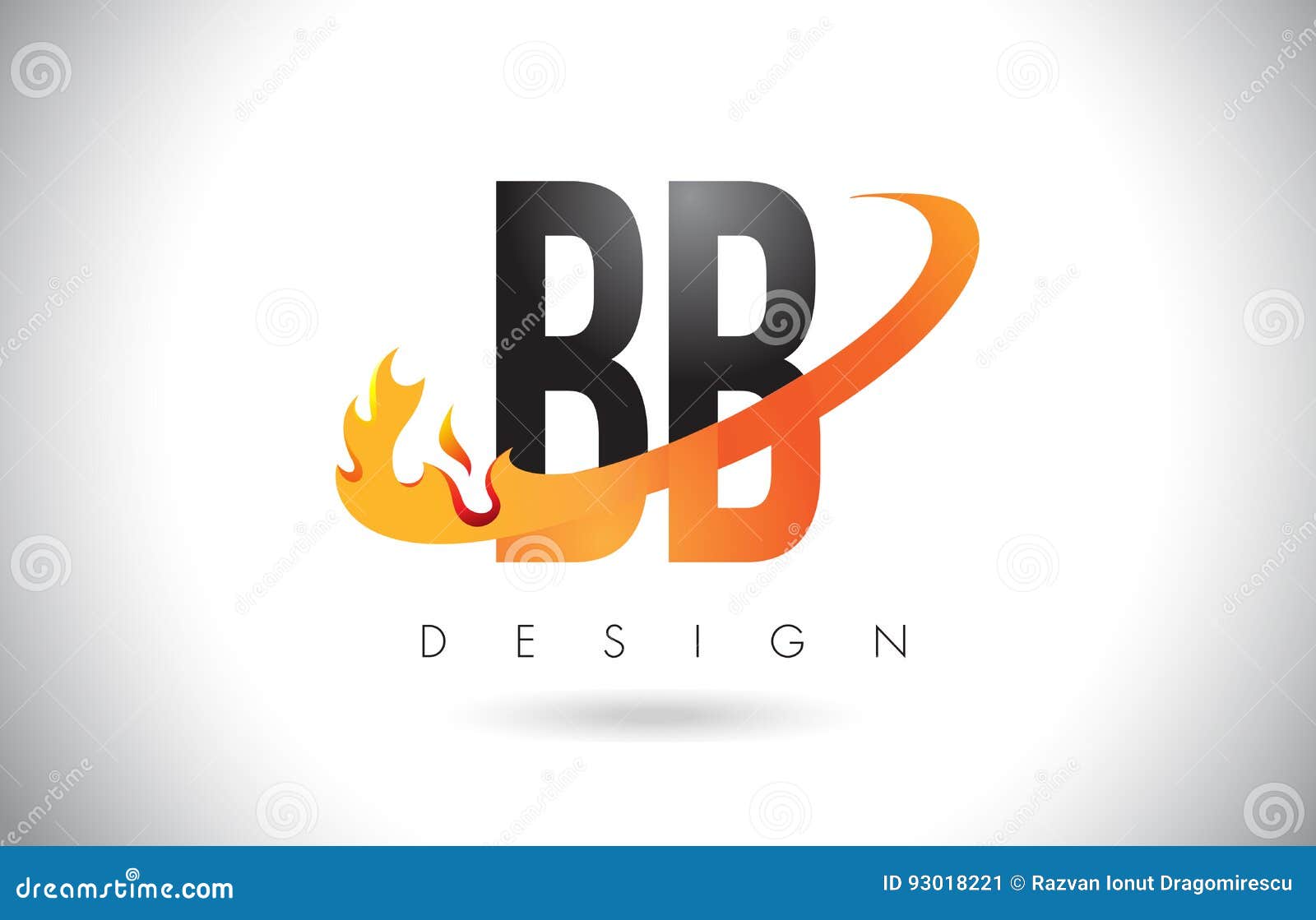 BB B B Letter Logo with Fire Flames Design and Orange Swoosh. Stock ...