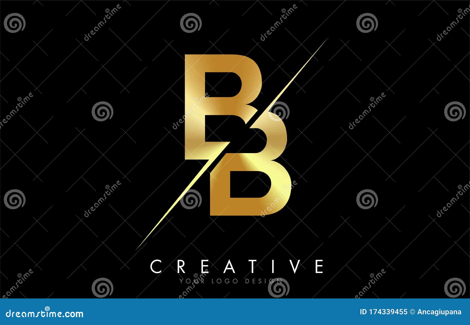 BB B Golden Letter Logo Design with a Creative Cut Stock Vector ...