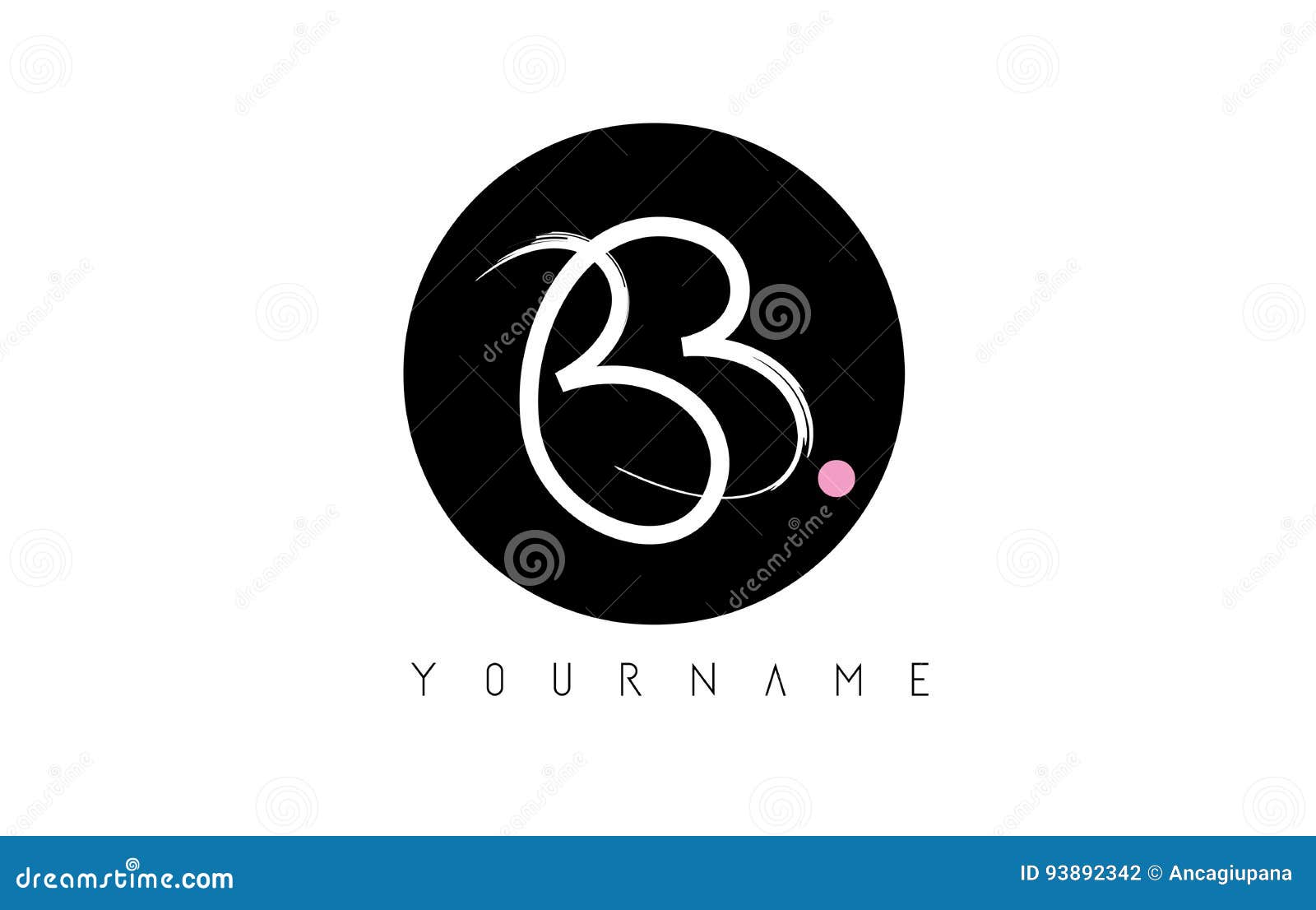 BB Handwritten Brush Letter Logo Design with Black Circle. Stock Vector ...