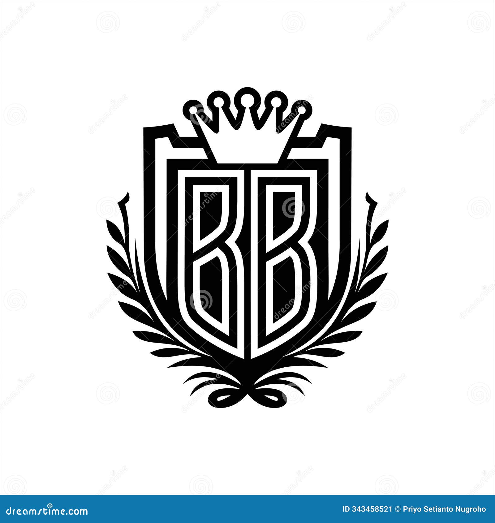 BB Logo Heraldic Shield Shape with Crown, Vintage Crest on White ...
