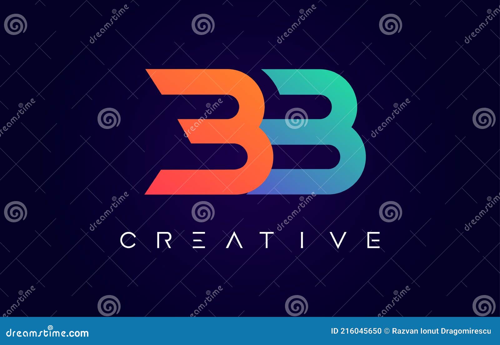 BB Logo Letter Design with Modern Creative Concept and Orange Blue ...