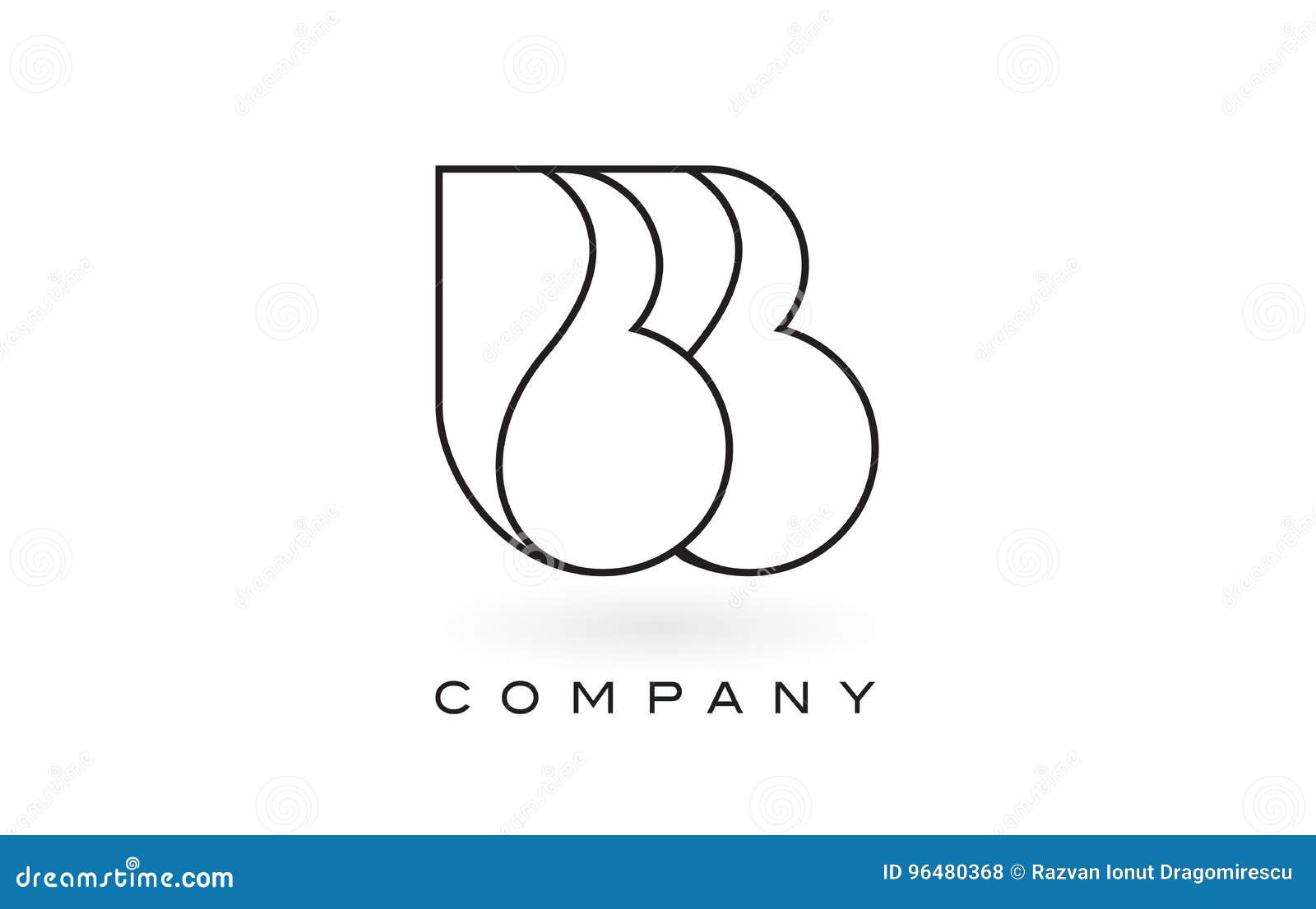 BB Monogram Letter Logo with Thin Black Monogram Outline Contour Stock ...