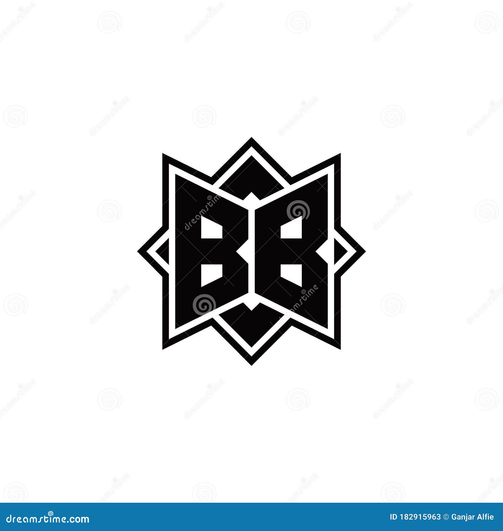 BB Monogram Logo with Square Rotate Style Outline Stock Vector ...