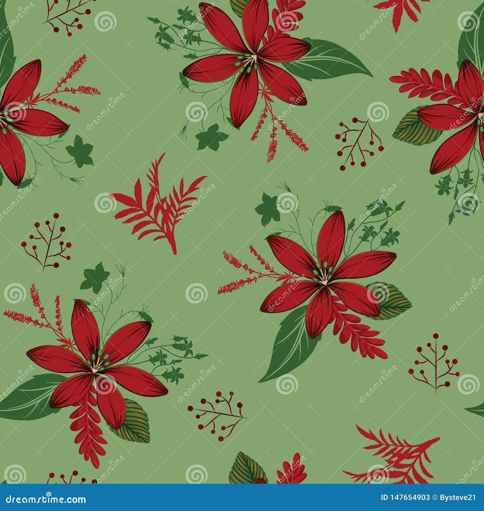 Seamless Flower Leaves Pattern Small Leaf Design Stock Vector ...