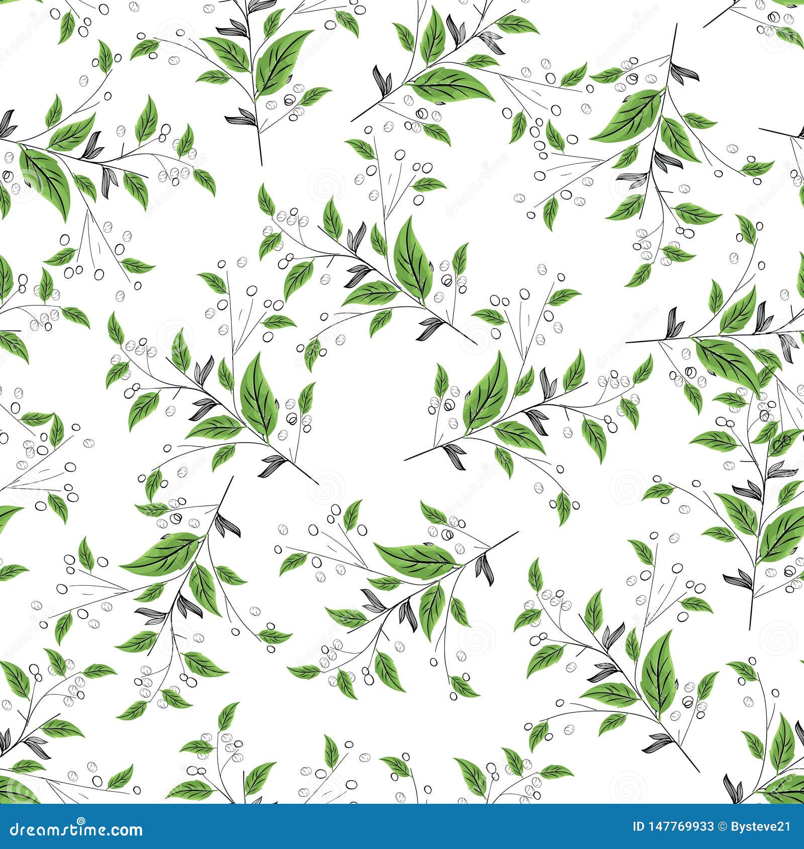 Seamless Flower Leaves Pattern Small Leaf Design Stock Vector ...