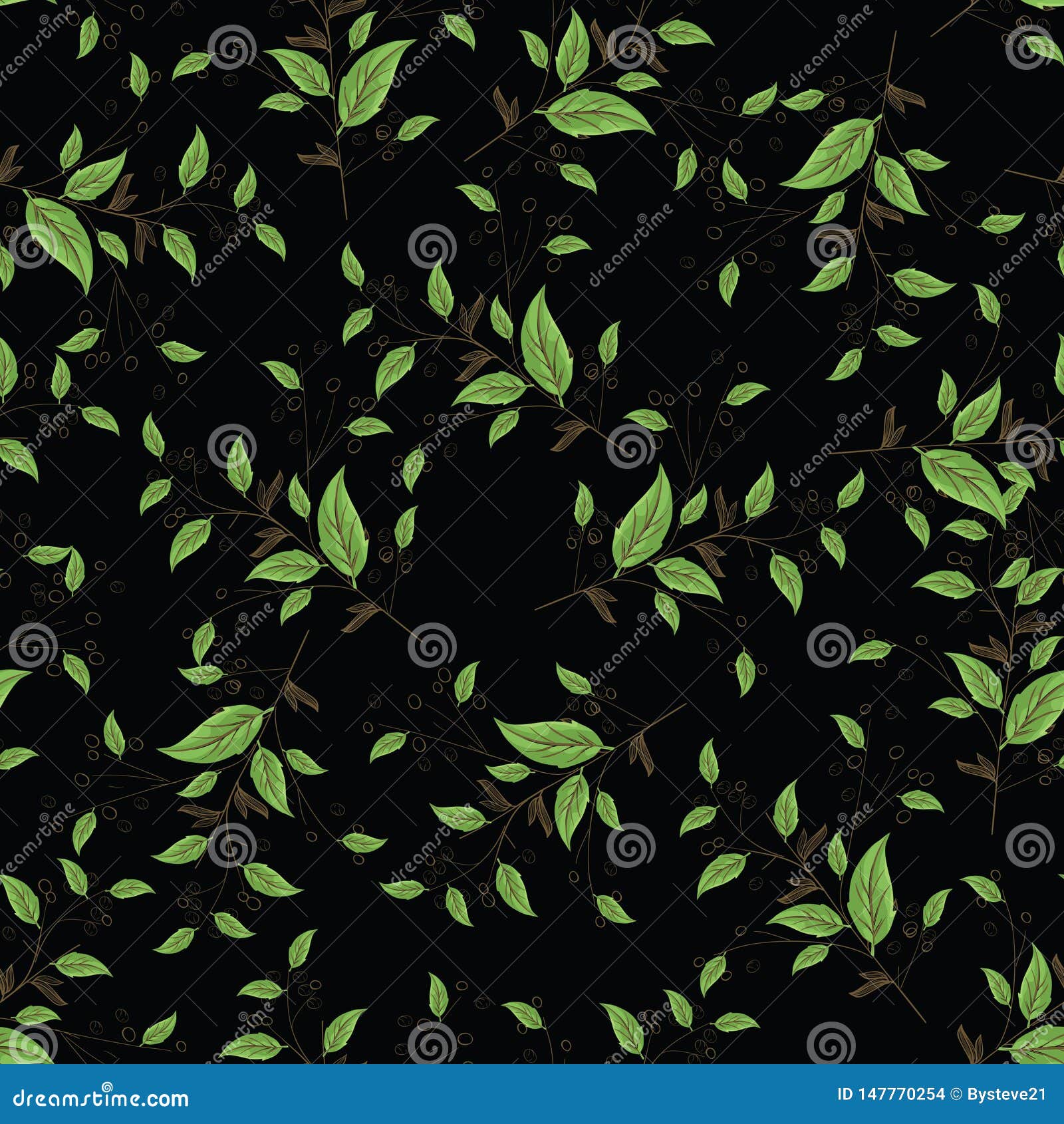 Seamless Flower Leaves Pattern Small Leaf Design Stock Vector ...