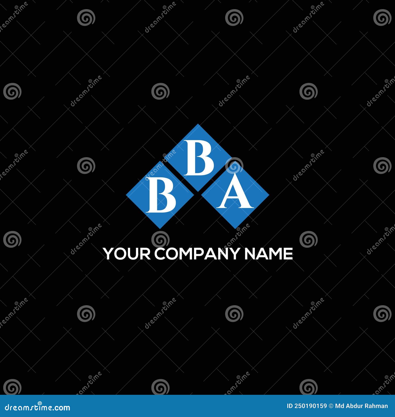 BBA Letter Logo Design on BLACK Background. BBA Creative Initials ...