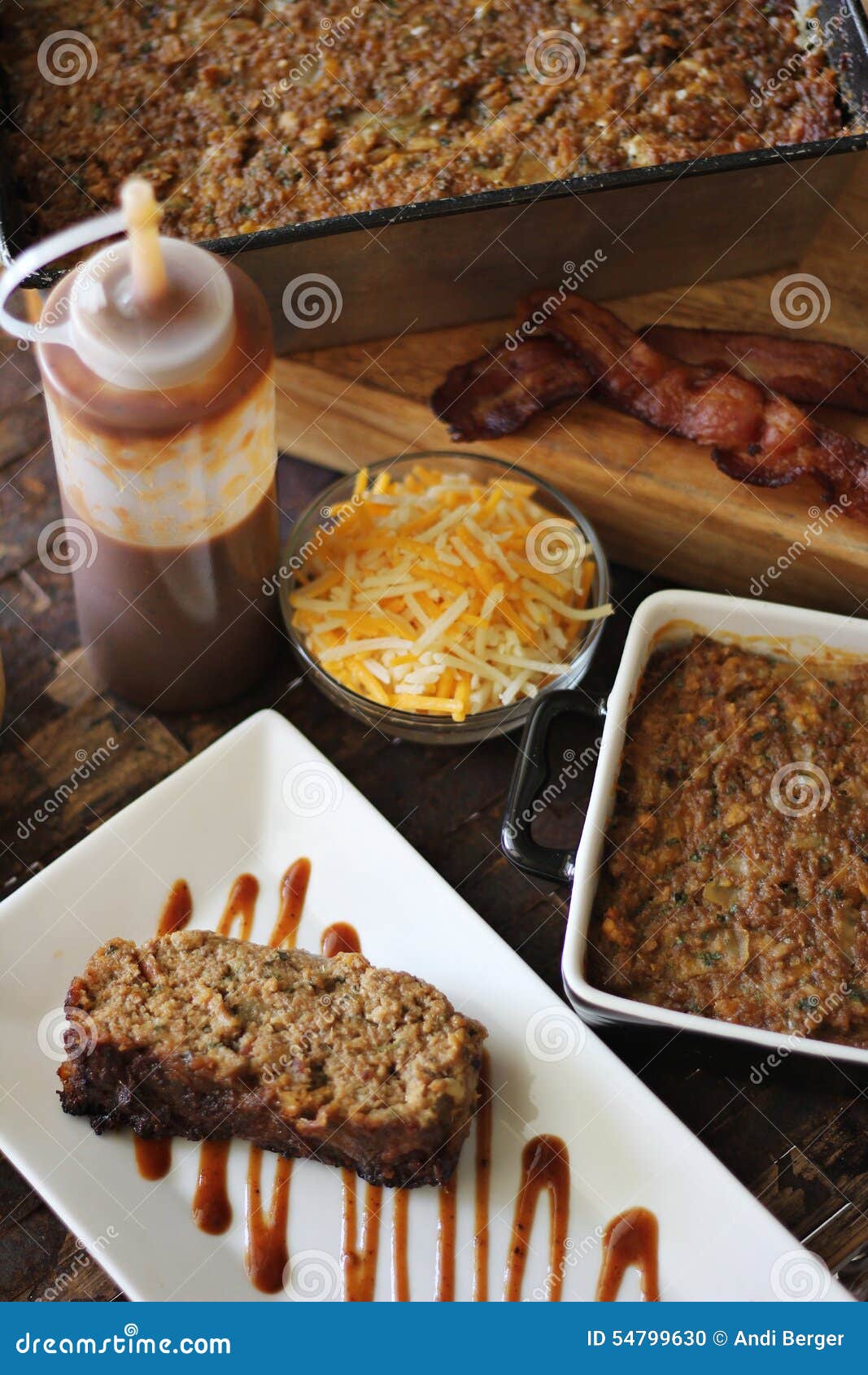 BBQ Bacon Cheddar Meatloaf Dinner Vertical Stock Photo - Image of ...