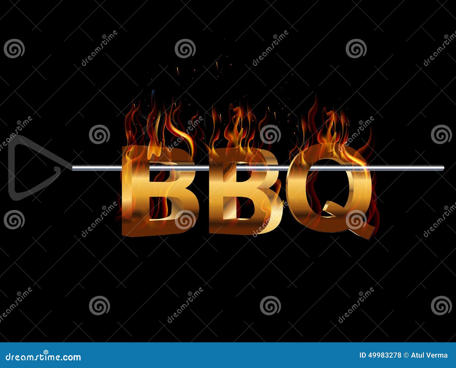 BBQ Barbecue Party Invitation, Fire Flame Smoking Effect Stock Vector ...