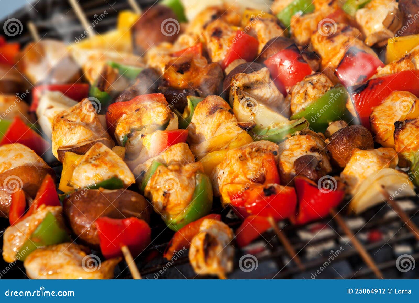 BBQ Barbecuing Skewers Kebab Stock Photo - Image of preparation, cook ...