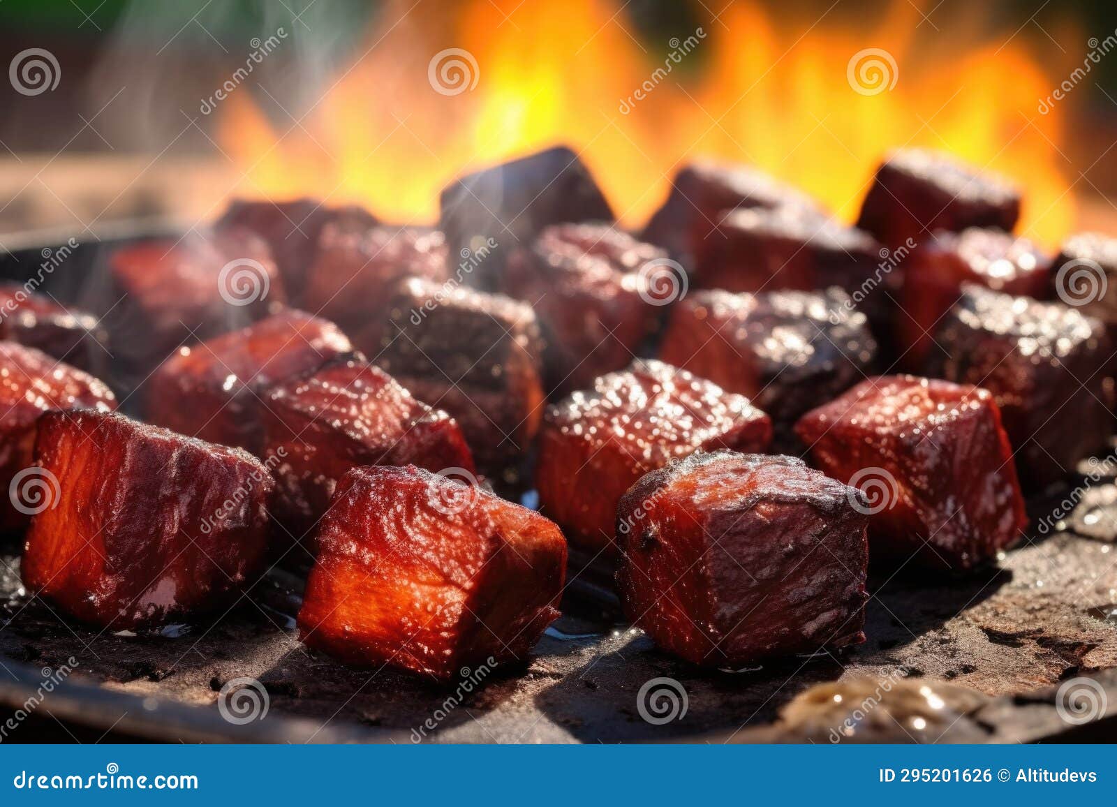 Bbq Burnt Ends Basking in Golden Natural Light Stock Photo - Image of ...