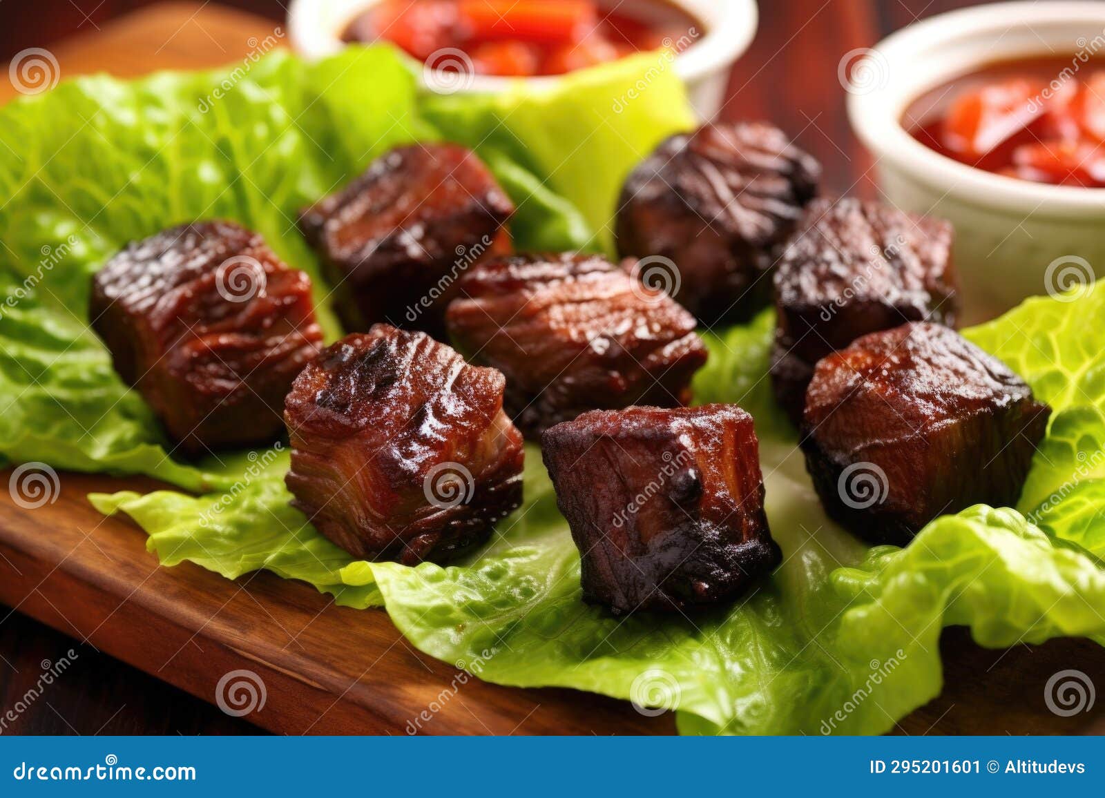 Bbq Burnt Ends Nestled in Fresh Lettuce Stock Image - Image of ...
