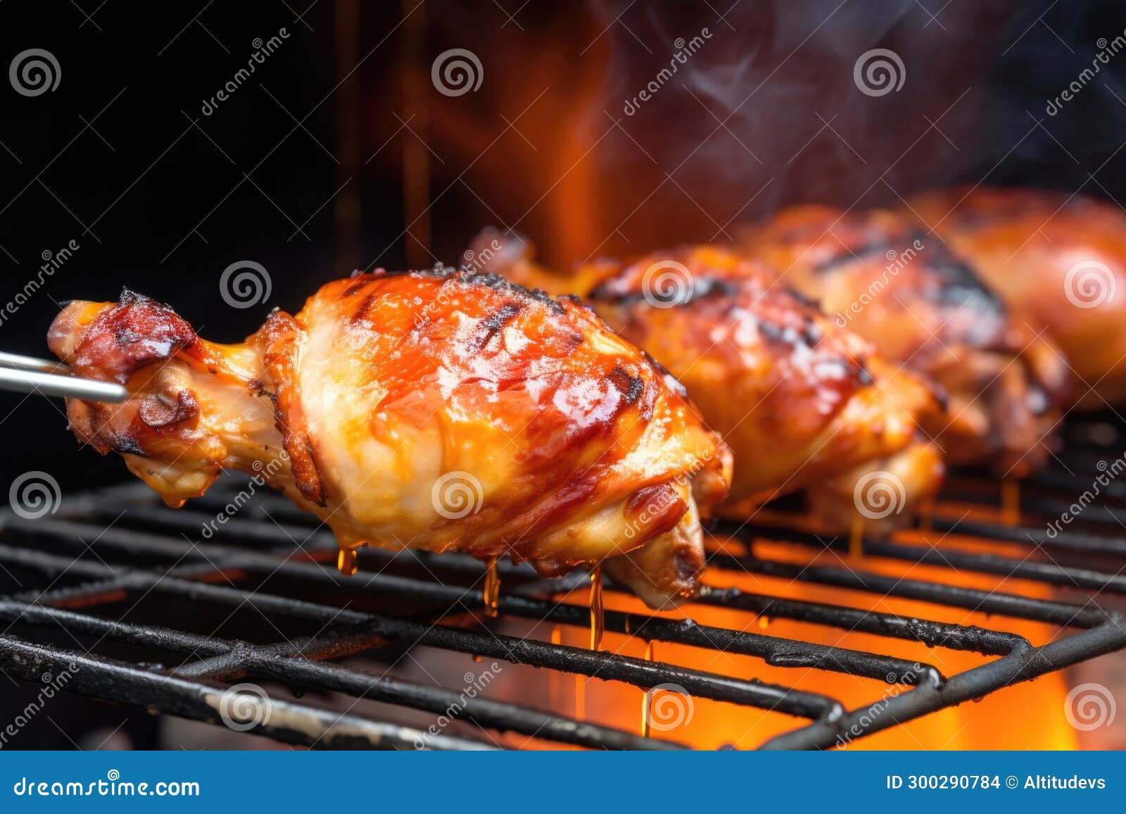Bbq Chicken Drumsticks Being Flipped on a Grill Stock Photo - Image of ...