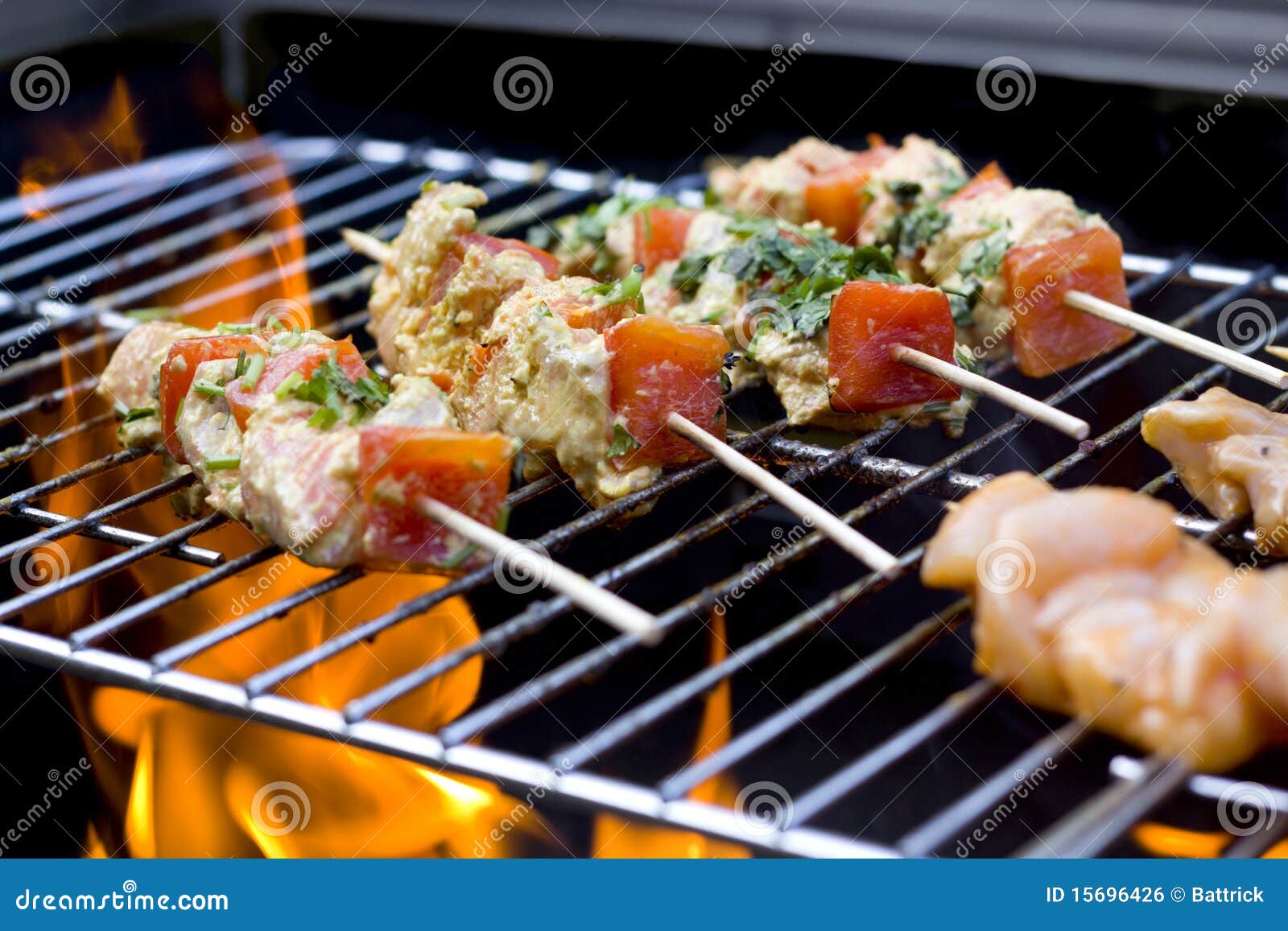 BBQ chicken kebabs stock photo. Image of summer, chicken - 15696426
