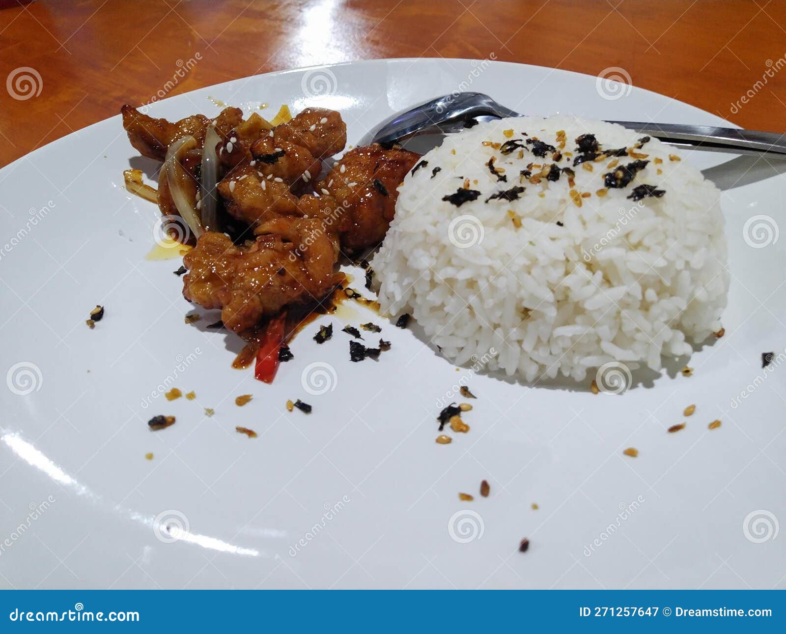 BBQ Chicken Rice stock image. Image of dish, display - 271257647