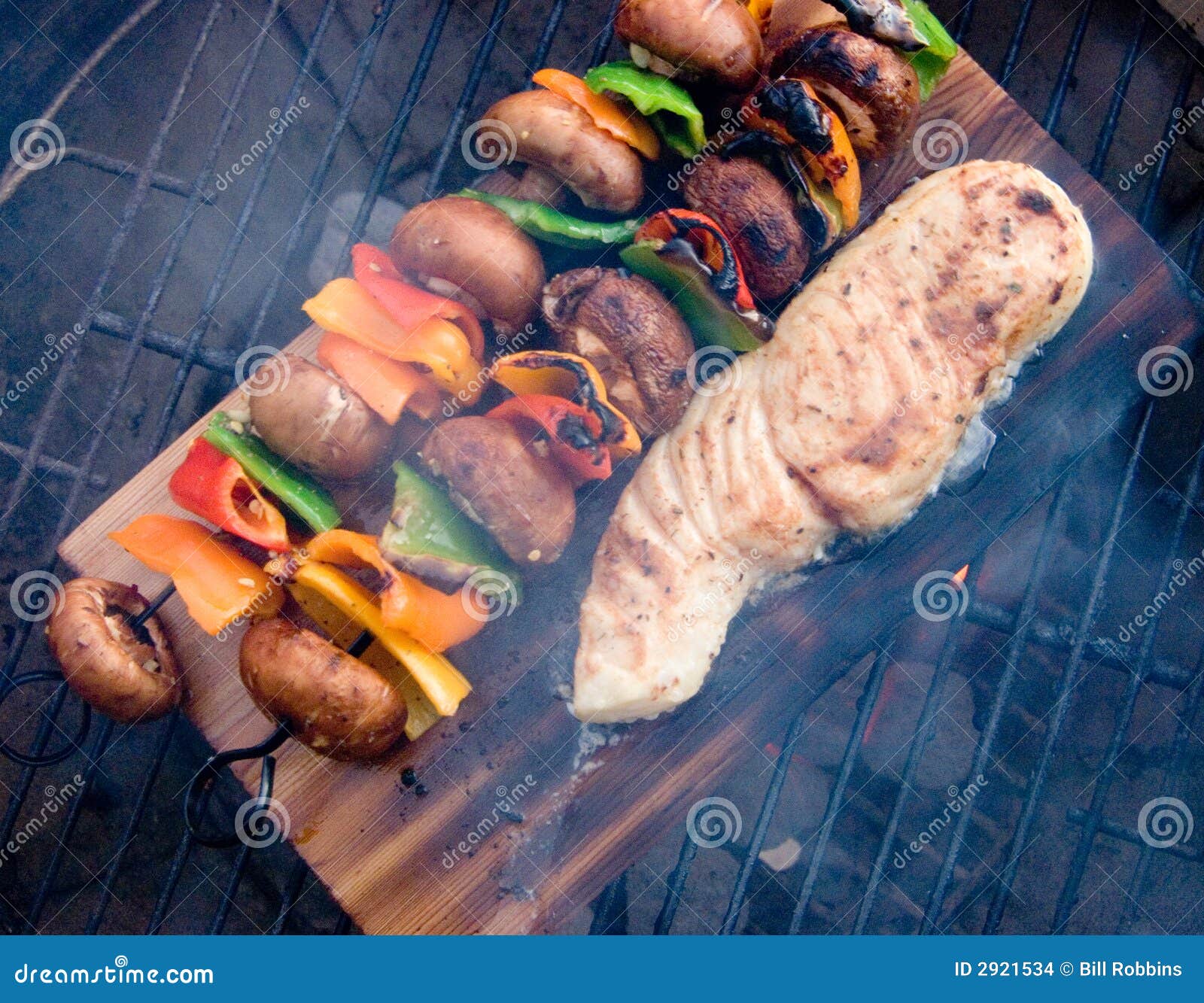 BBQ Fish Overhead View stock photo. Image of plank, cook - 2921534