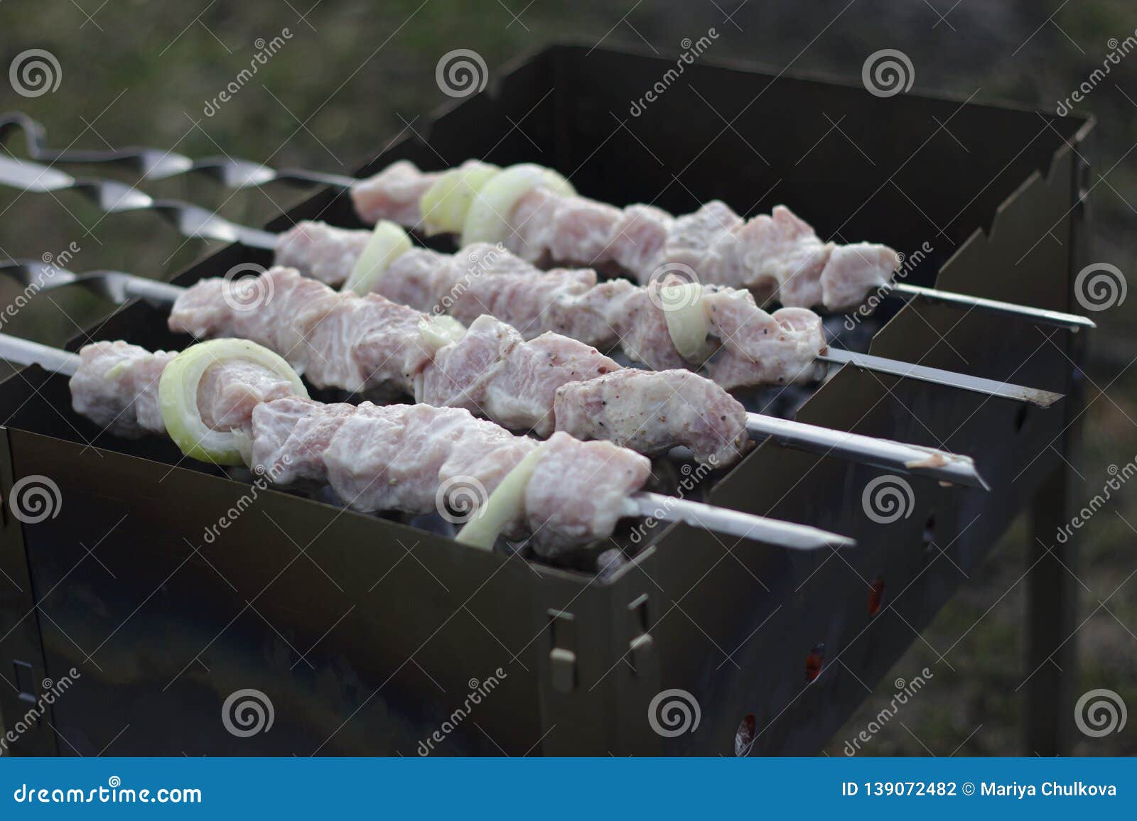 BBQ, fresh meat stock photo. Image of skewers, charcoal - 139072482