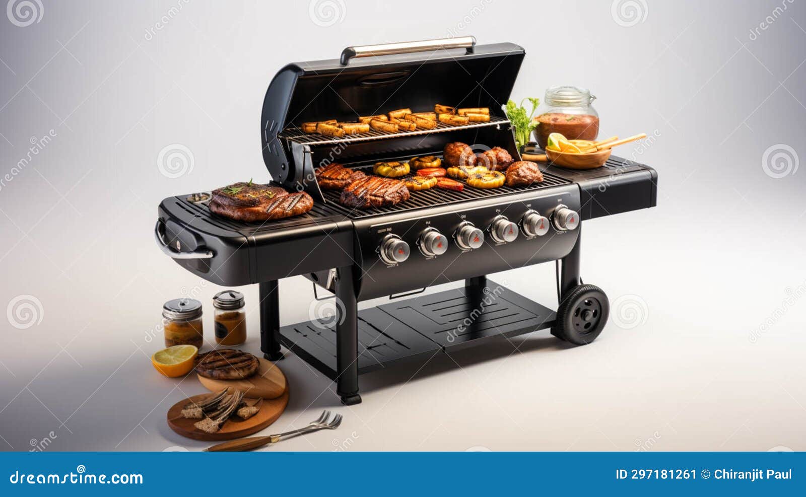 BBQ Grill 3D Rendering Isolated on White Background Stock Illustration ...