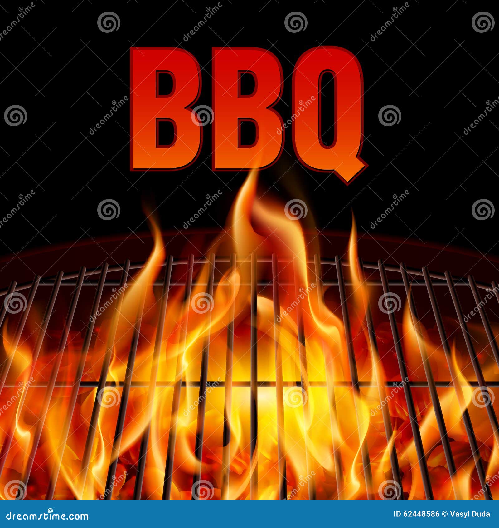 BBQ grill fire stock vector. Illustration of concept - 62448586