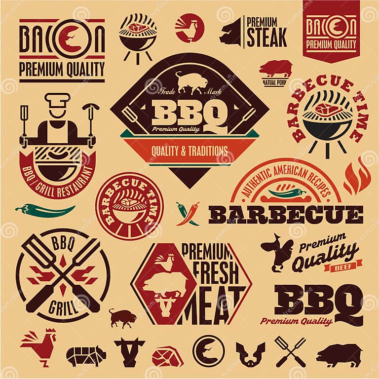 BBQ grill labels stock vector. Illustration of family - 109260306