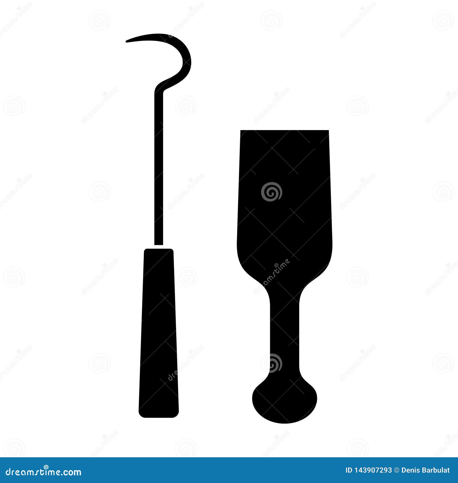 BBQ Grill Scraper and Meat Flipper Hook Stock Vector - Illustration of ...