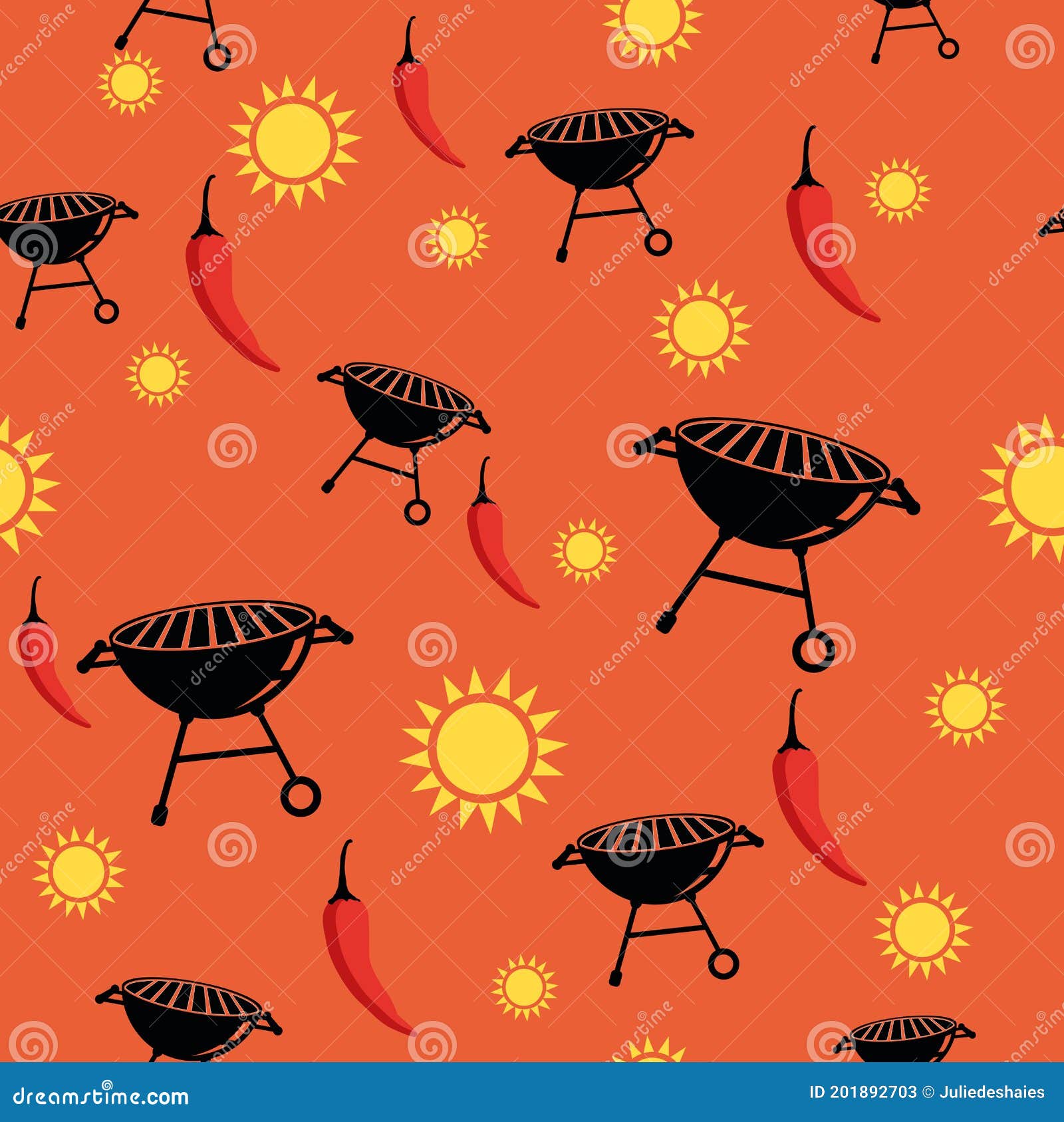 BBQ Grill Seamless Pattern Repeat Vector Illustration Stock Vector ...
