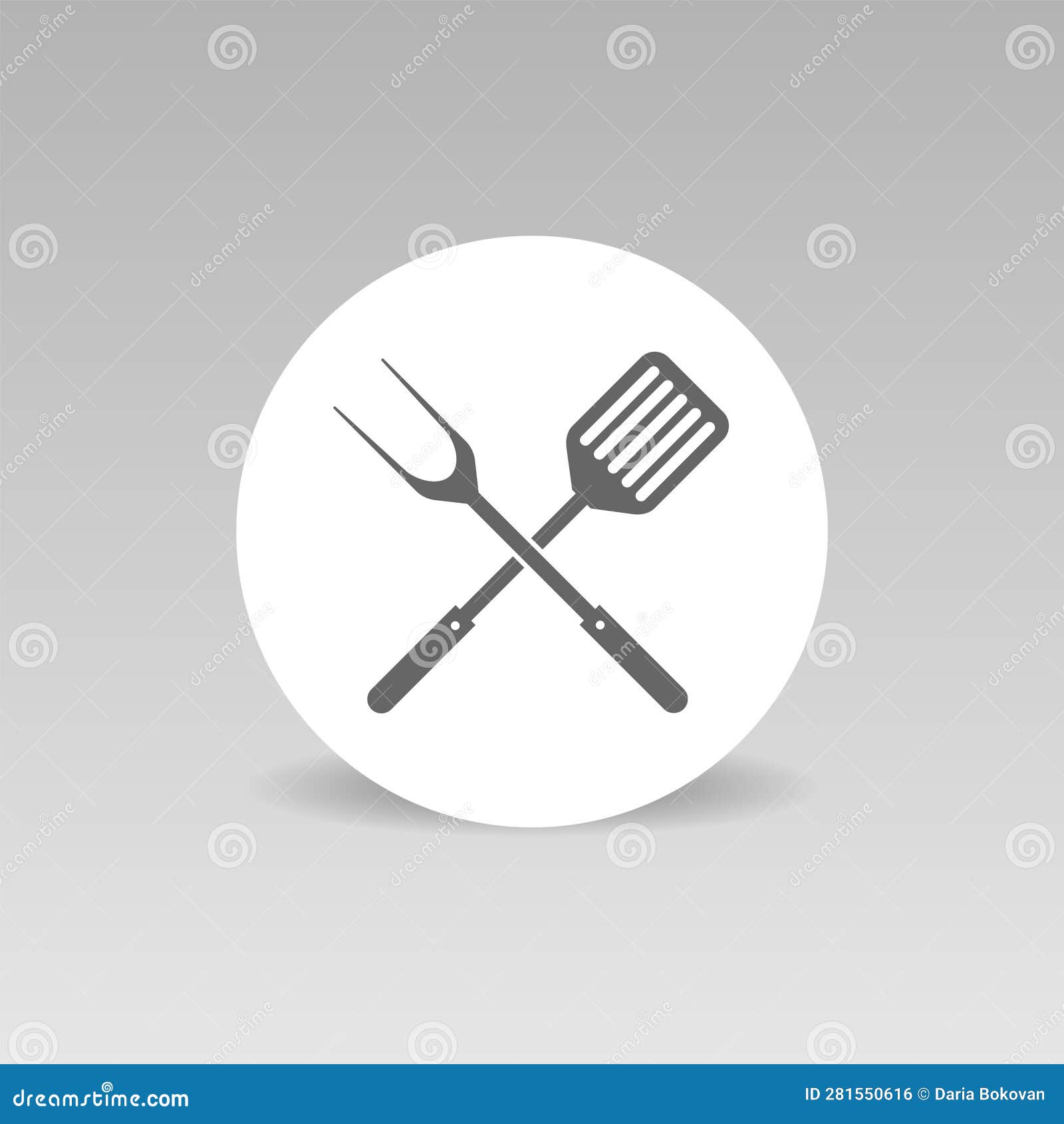 BBQ Grill Tools Vector Icon Barbecue Fork with Spatula Stock Vector ...