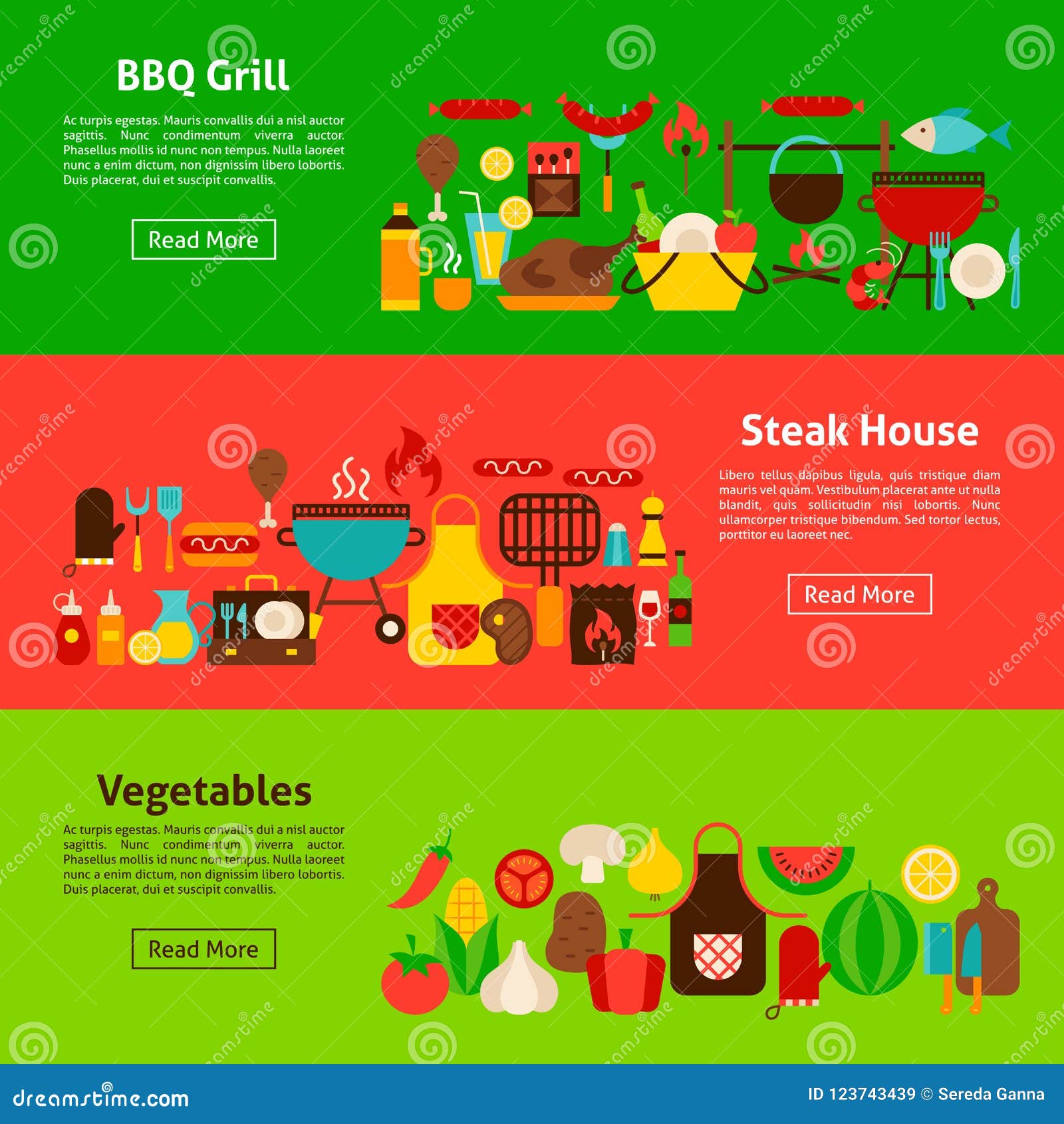 BBQ Grill Web Banners stock vector. Illustration of menu - 123743439