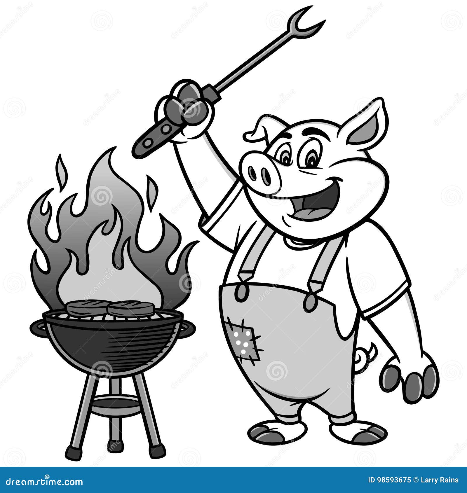 BBQ Grilling Pig Illustration Stock Vector - Illustration of social ...