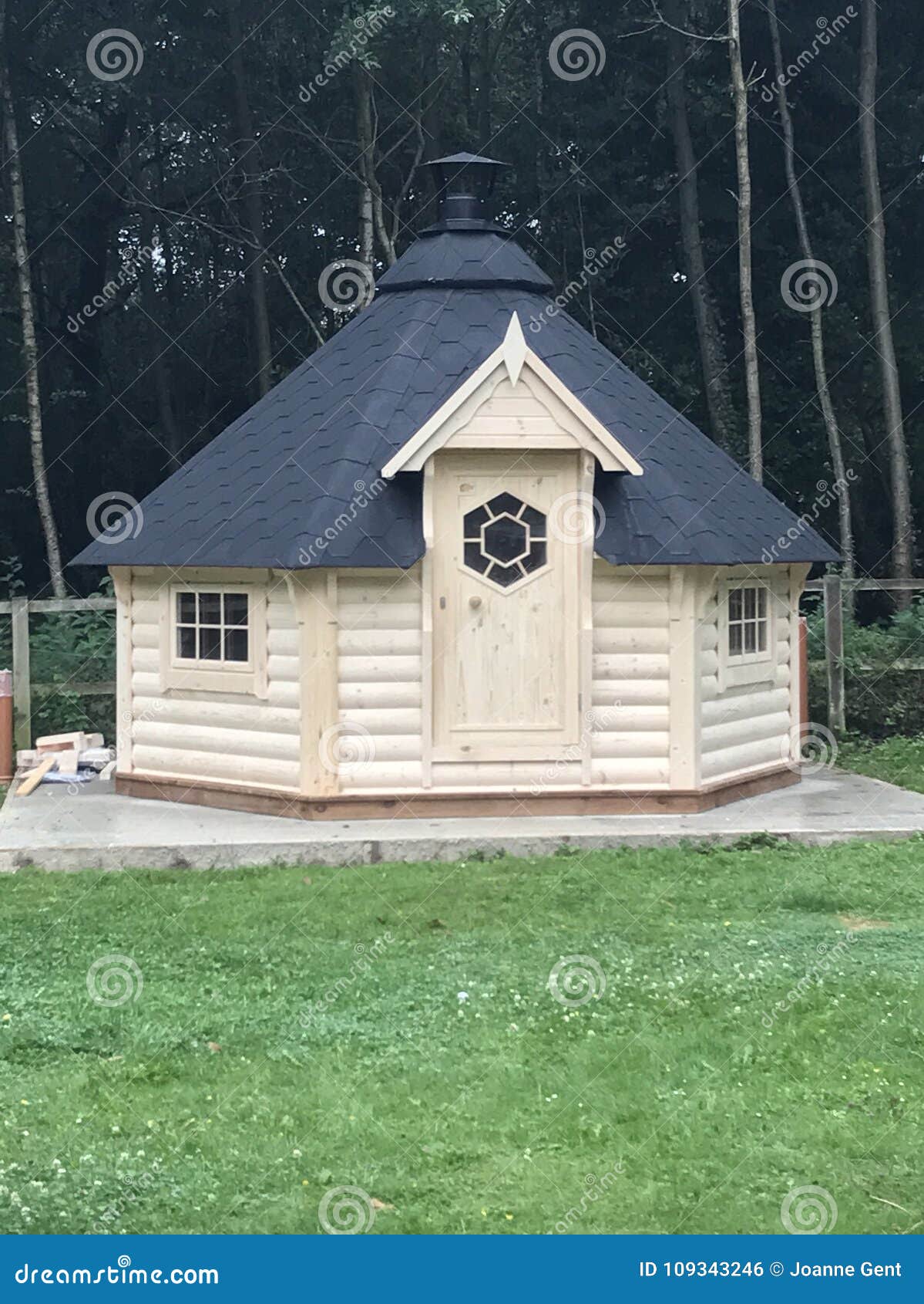BBQ hut stock photo. Image of lodge, garden, timber - 109343246