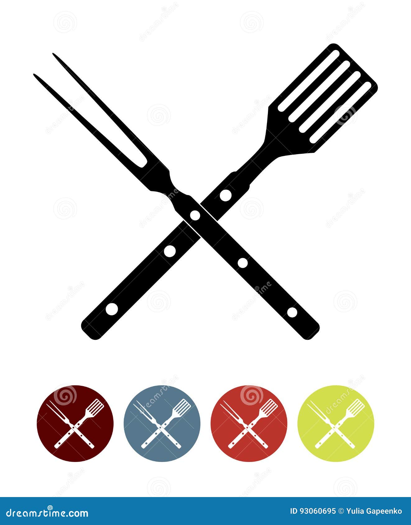 BBQ Icon with Grill Tools. Vector Illustration Stock Vector ...