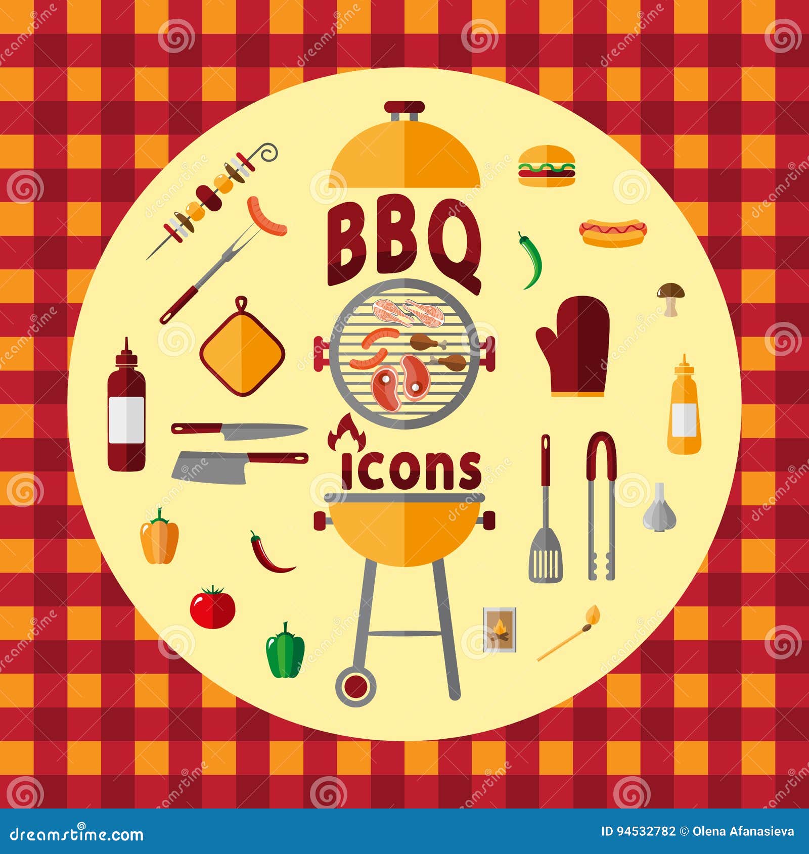 BBQ icon set. stock illustration. Illustration of logo - 94532782