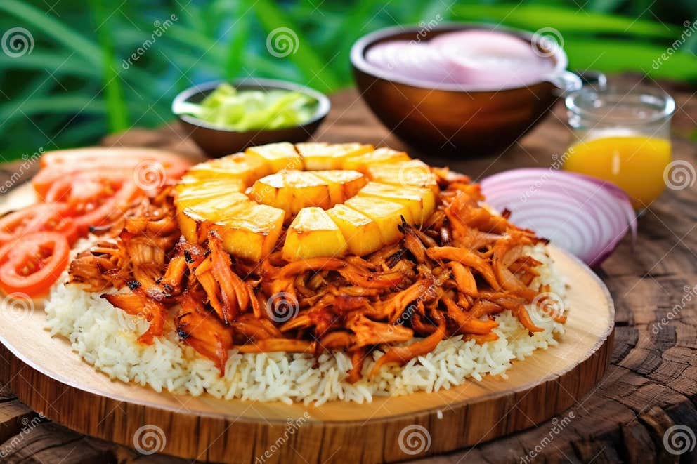 Bbq Jackfruit on a Bed of Seasoned Rice Stock Image - Image of food ...