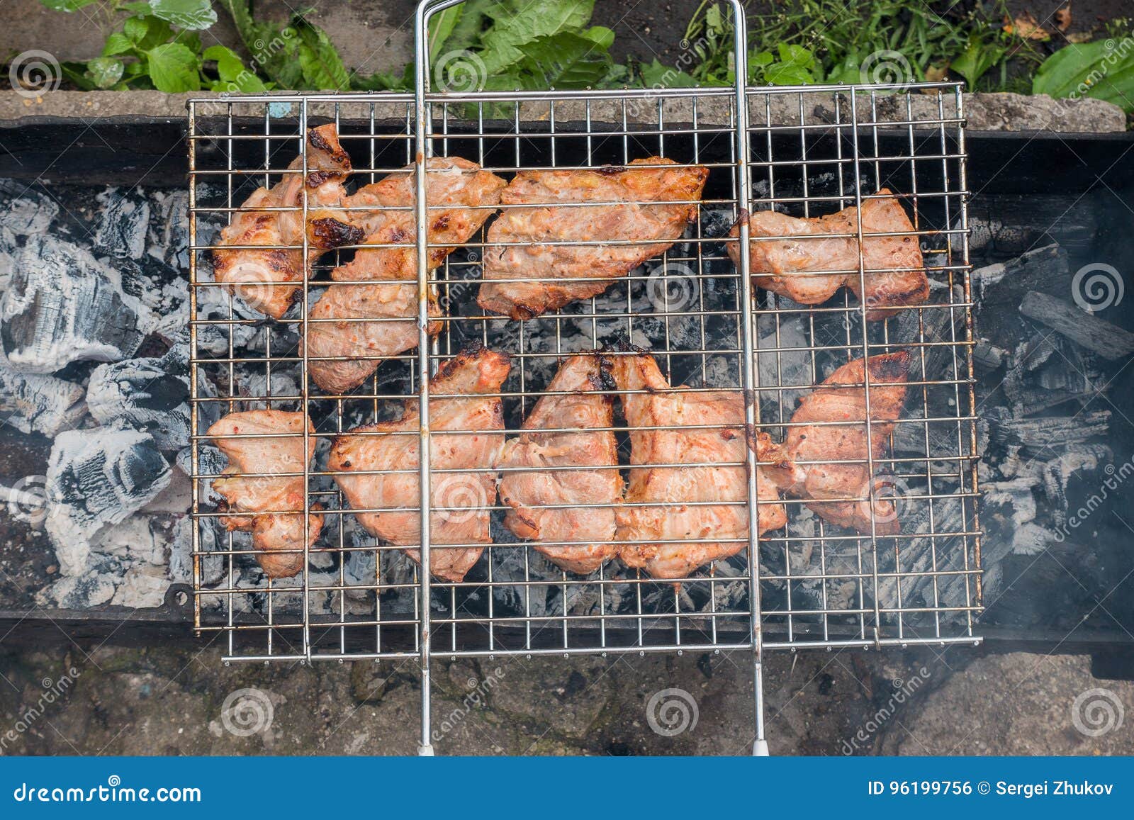 BBQ Meat on the Grill Delicious Chunks of Grilled Stock Photo - Image ...